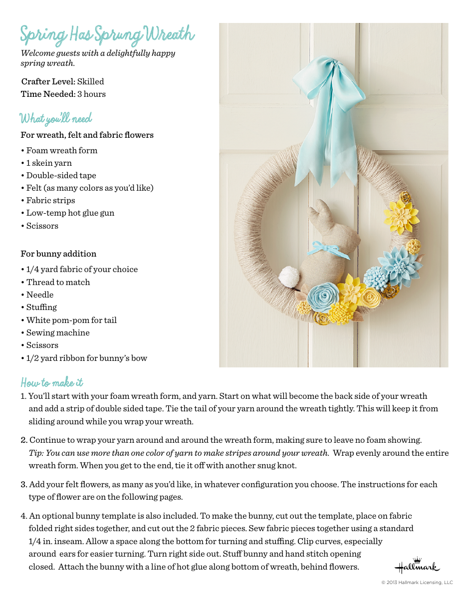 Spring Wreath Template - Hallmark Download Printable PDF | Templateroller