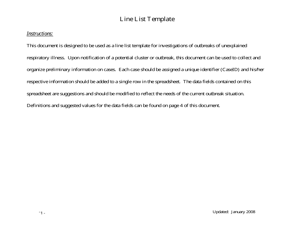 Line List Template Download Printable PDF | Templateroller