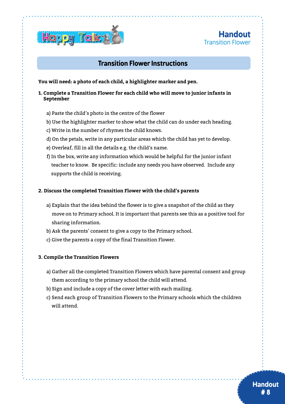 Transition Flower Template - Happy Talk Download Printable PDF ...