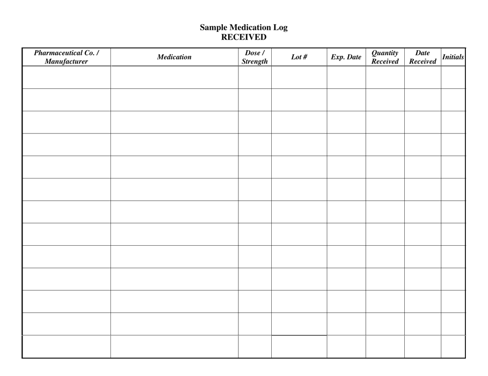 Medication Log Template Download Printable PDF | Templateroller