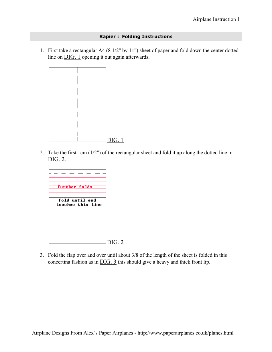 Rapier Paper Airplane Design Download Printable PDF | Templateroller