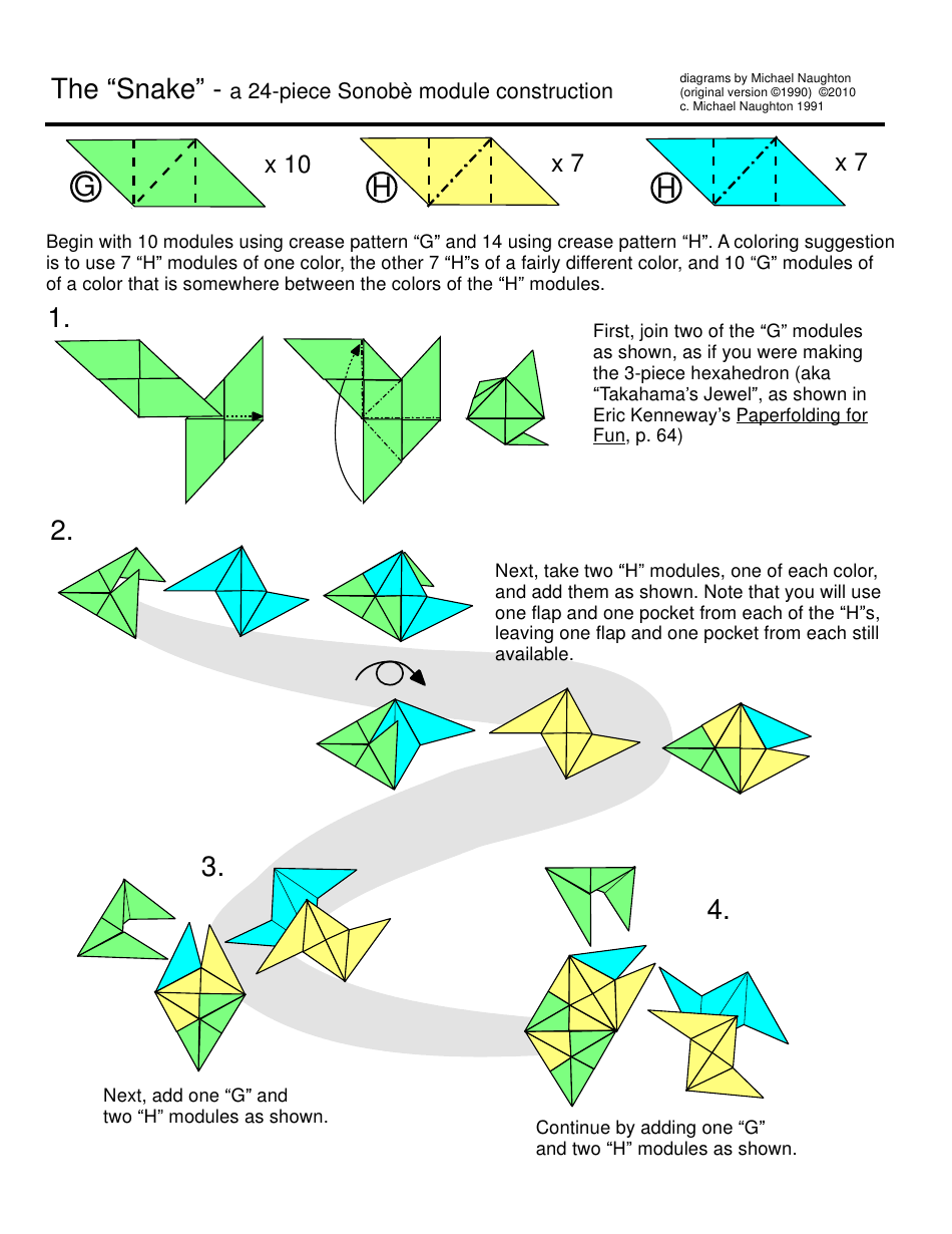 Sonobe Module Origami With Variations - Michael Naughton Download Printable PDF | Templateroller