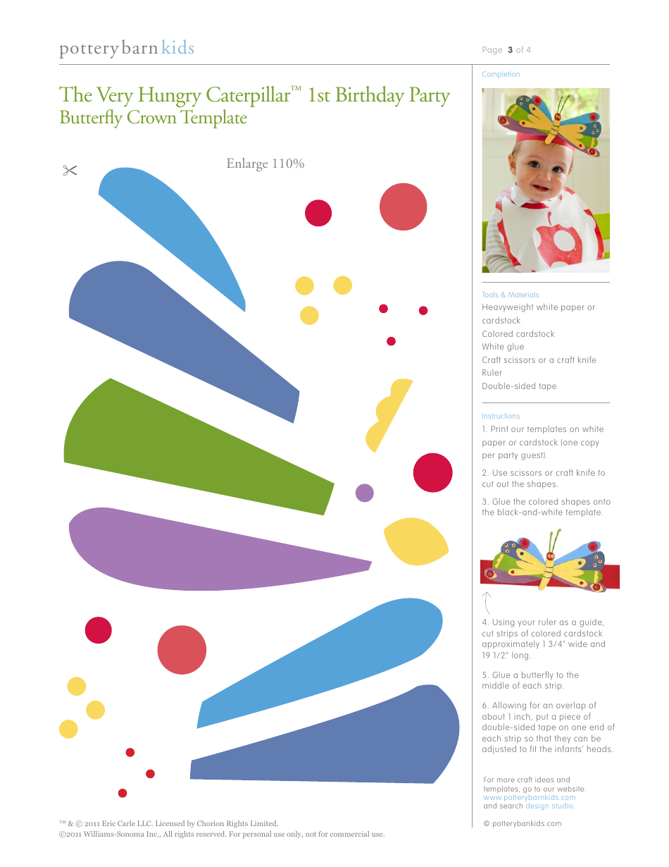 Butterfly Crown Template - Eric Carle, Williams-Sonoma Download ...