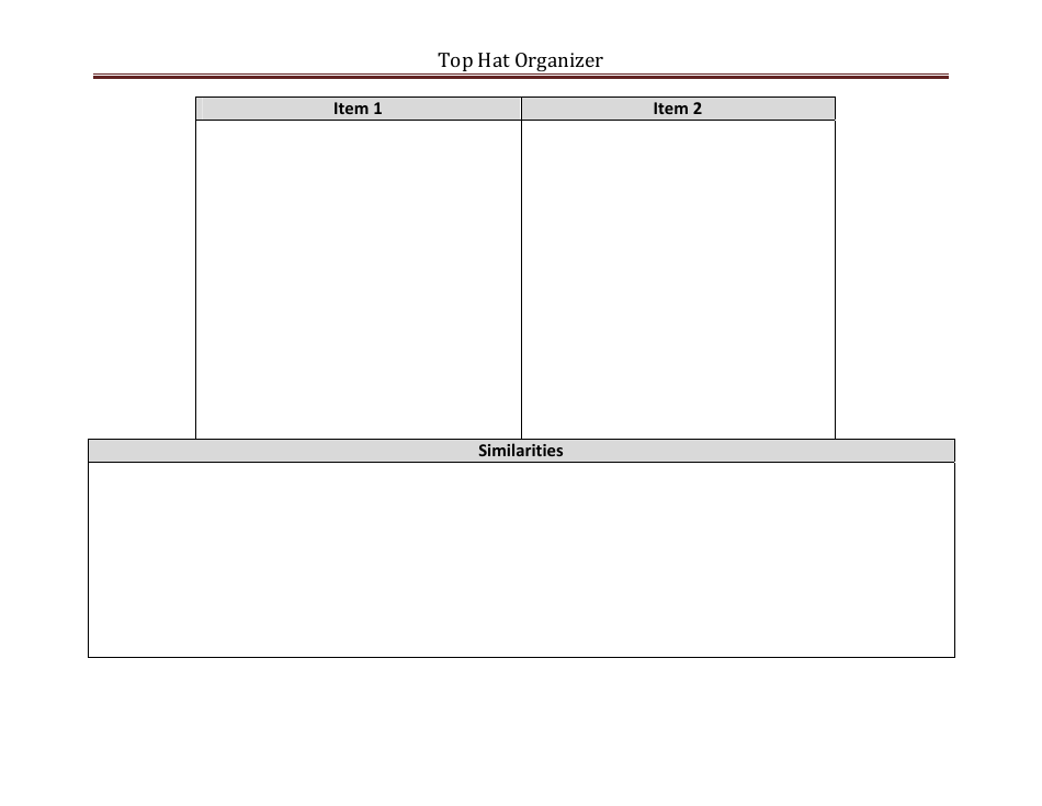 Top Hat Organizer Template Download Printable PDF | Templateroller