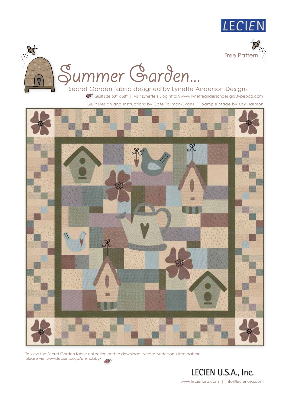 Summer Garden Quilt Pattern Templates - Lynette Anderson Designs ...