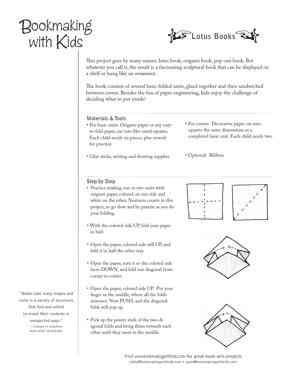Origami Lotus Book - Bookmaking With Kids Download Printable PDF ...
