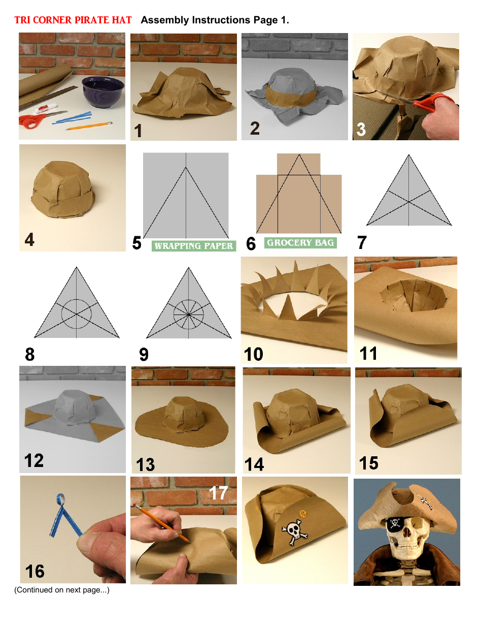 Brown Paper Tri Corner Pirate Hat - Ray O'bannon Download Printable PDF ...