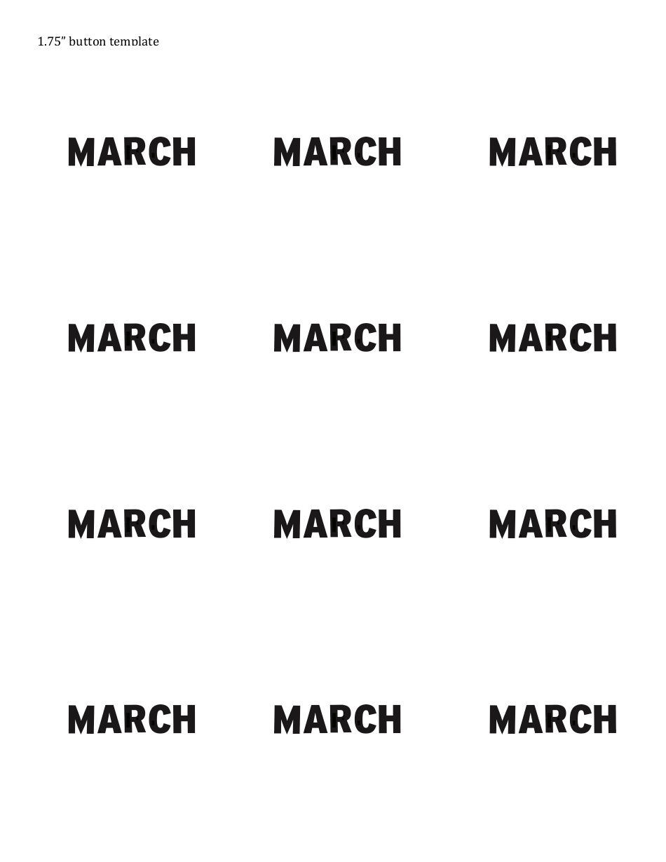 1.75" Button Template - March Download Printable PDF | Templateroller