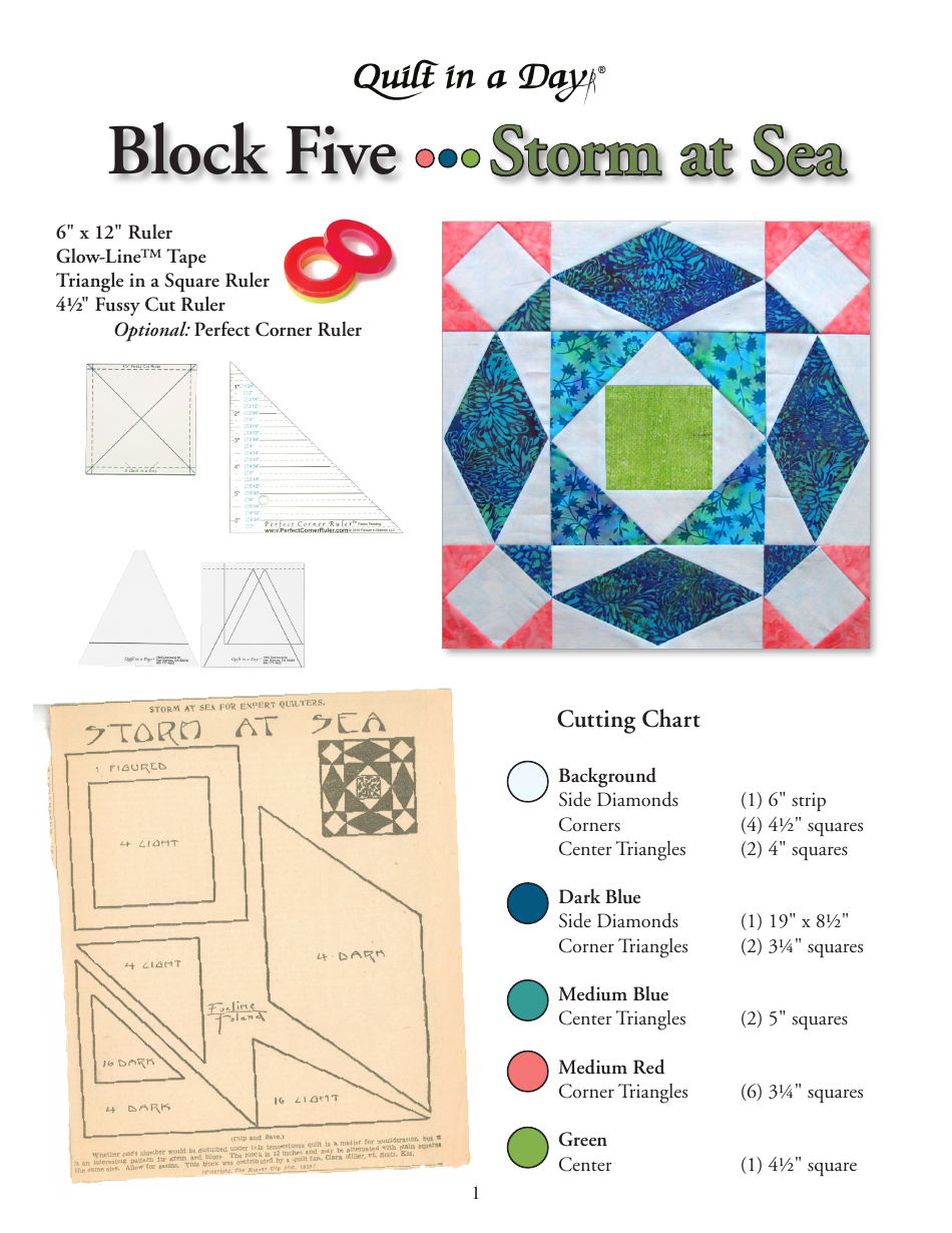 Storm at Sea Quilt Block Template Download Printable PDF | Templateroller