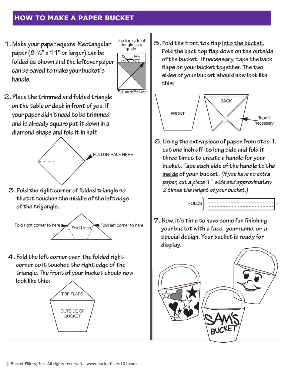 Paper Bucket Guide Download Printable PDF | Templateroller