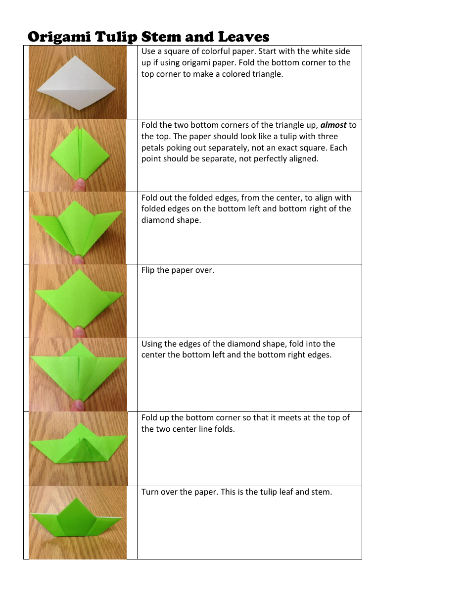 Origami Paper Tulip Craft Download Printable PDF | Templateroller
