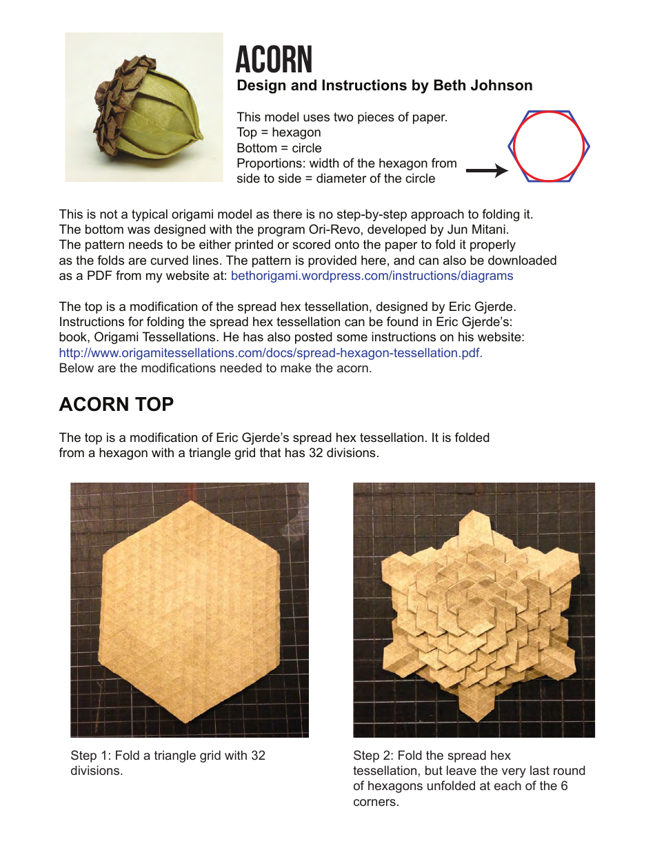 Paper Craft Acorn Design Template Download Printable PDF | Templateroller