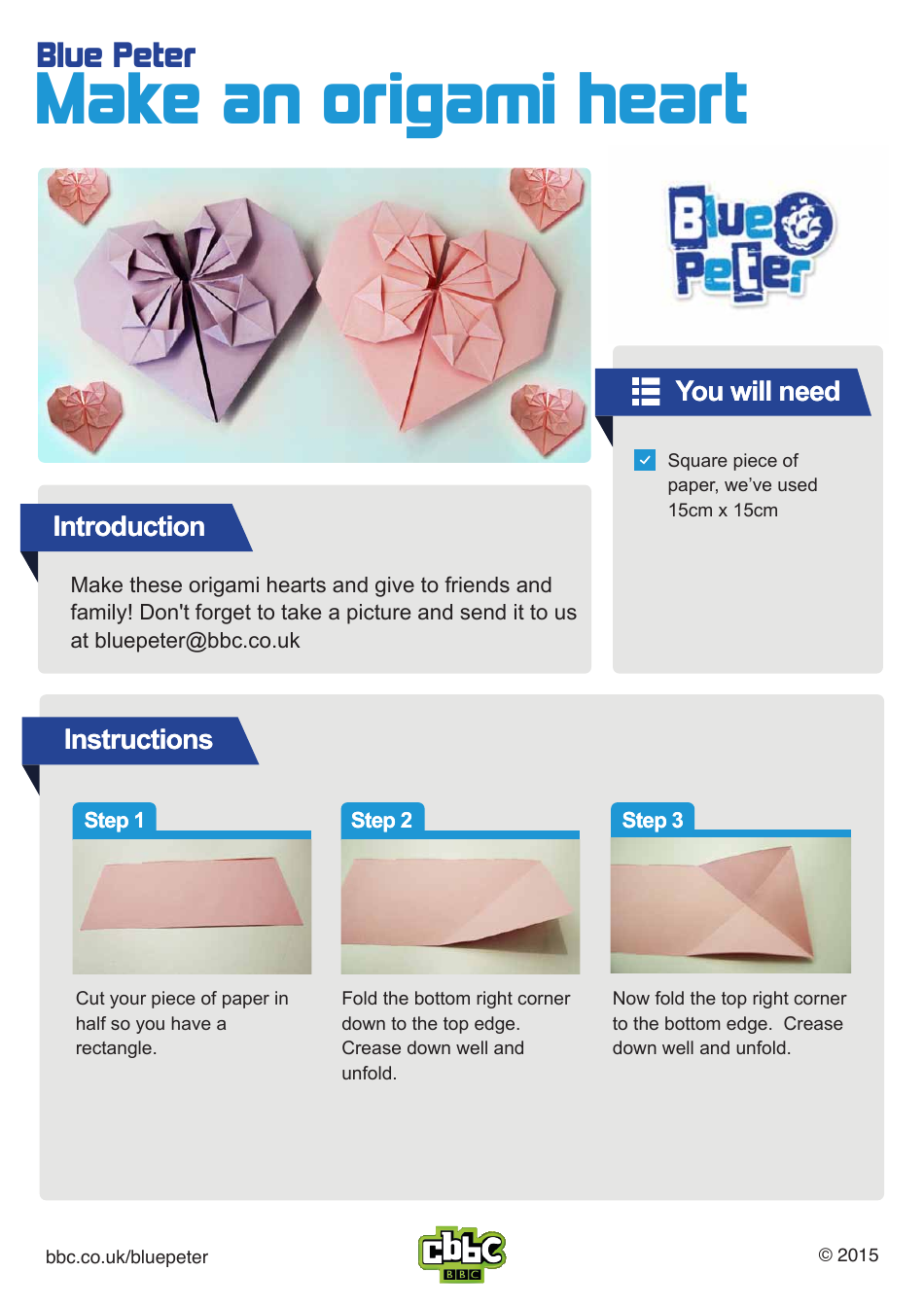 Origami Paper Heart - Blue Peter Download Printable PDF | Templateroller