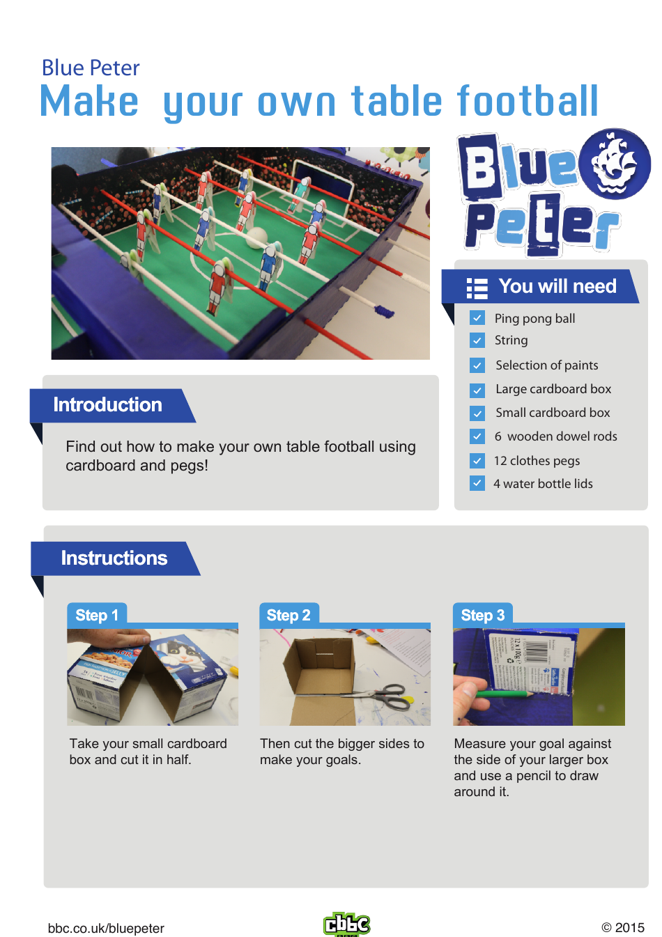 Table Football Craft Template - Blue Peter Download Printable PDF ...