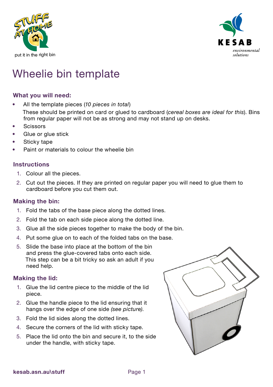 Wheelie Bin Template Download Printable PDF | Templateroller