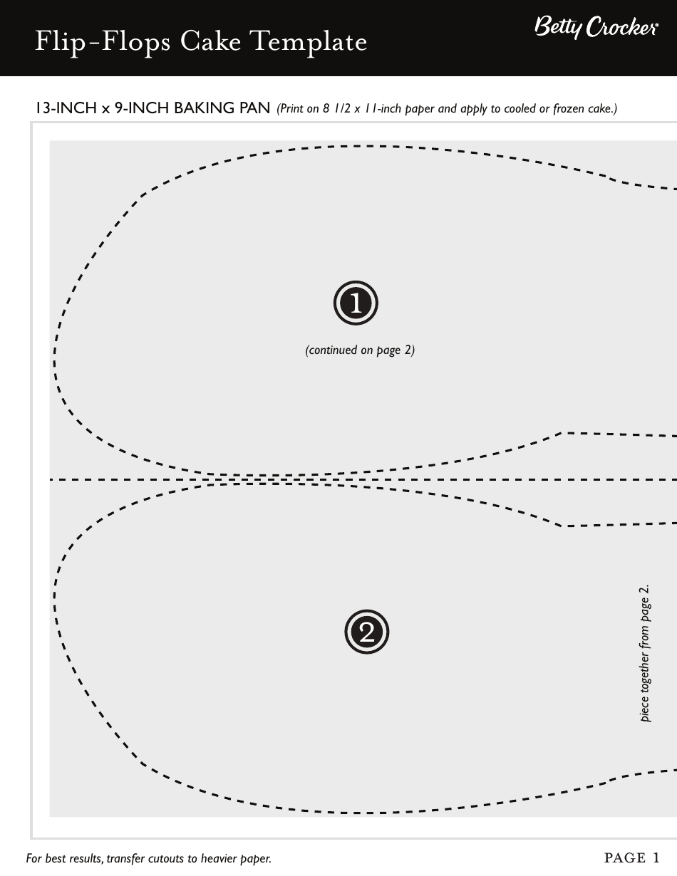 Flip-Flops Cake Template With Recipe Download Printable PDF ...