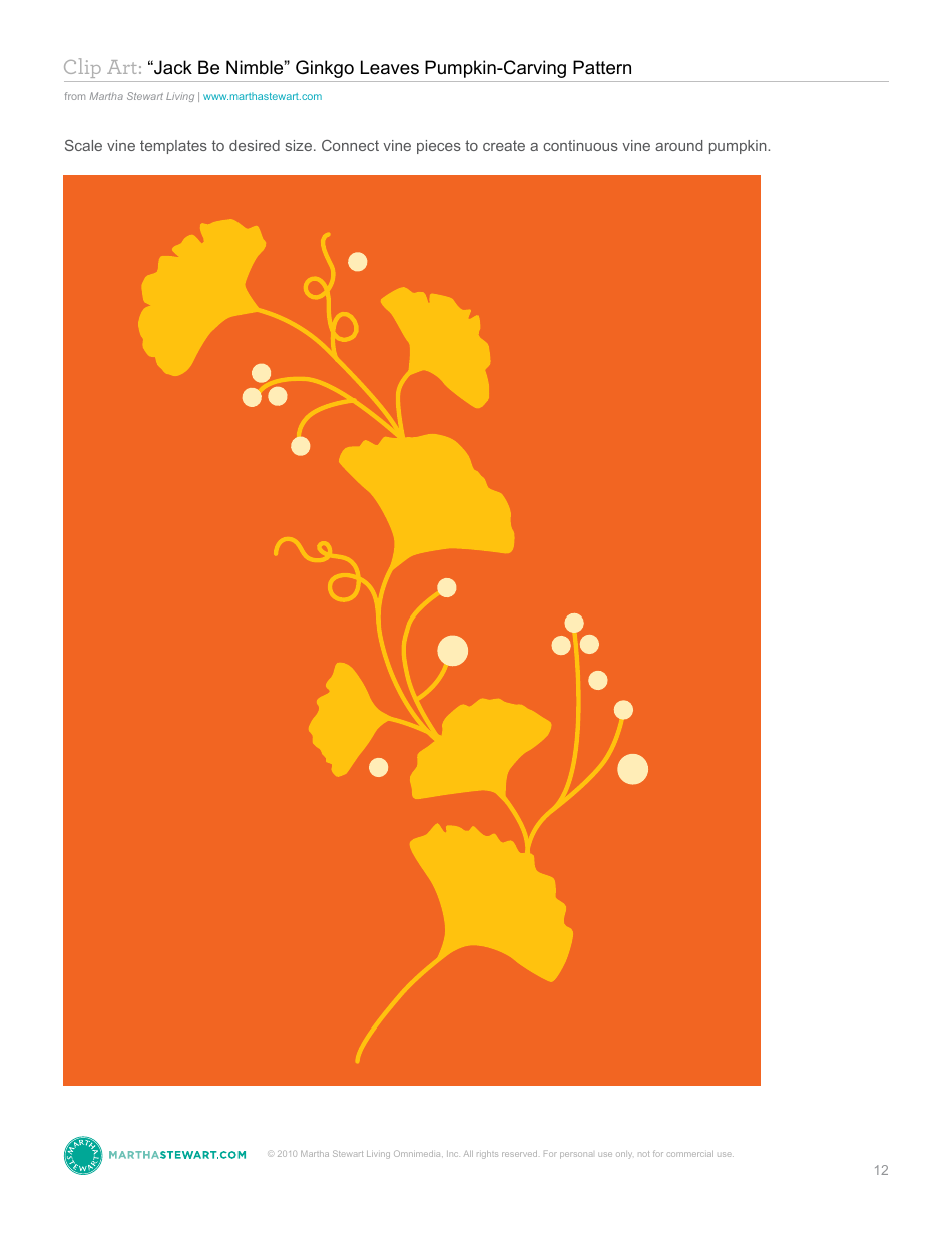 Ginkgo Leaves Pumpkin Carving Pattern Template - Martha Stewart Living ...