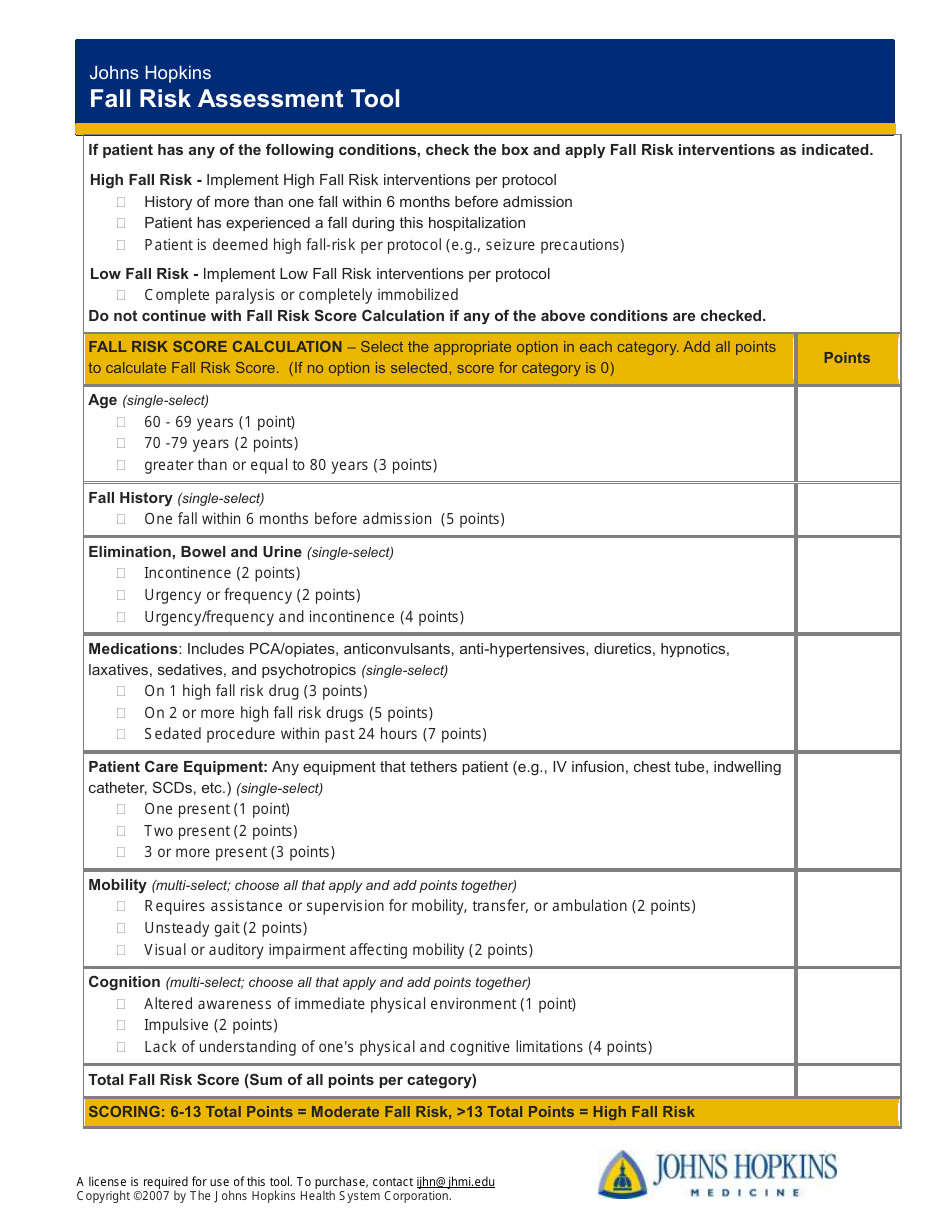 Fall Risk Assessment Falls Risk Assessment Screening All Documents
