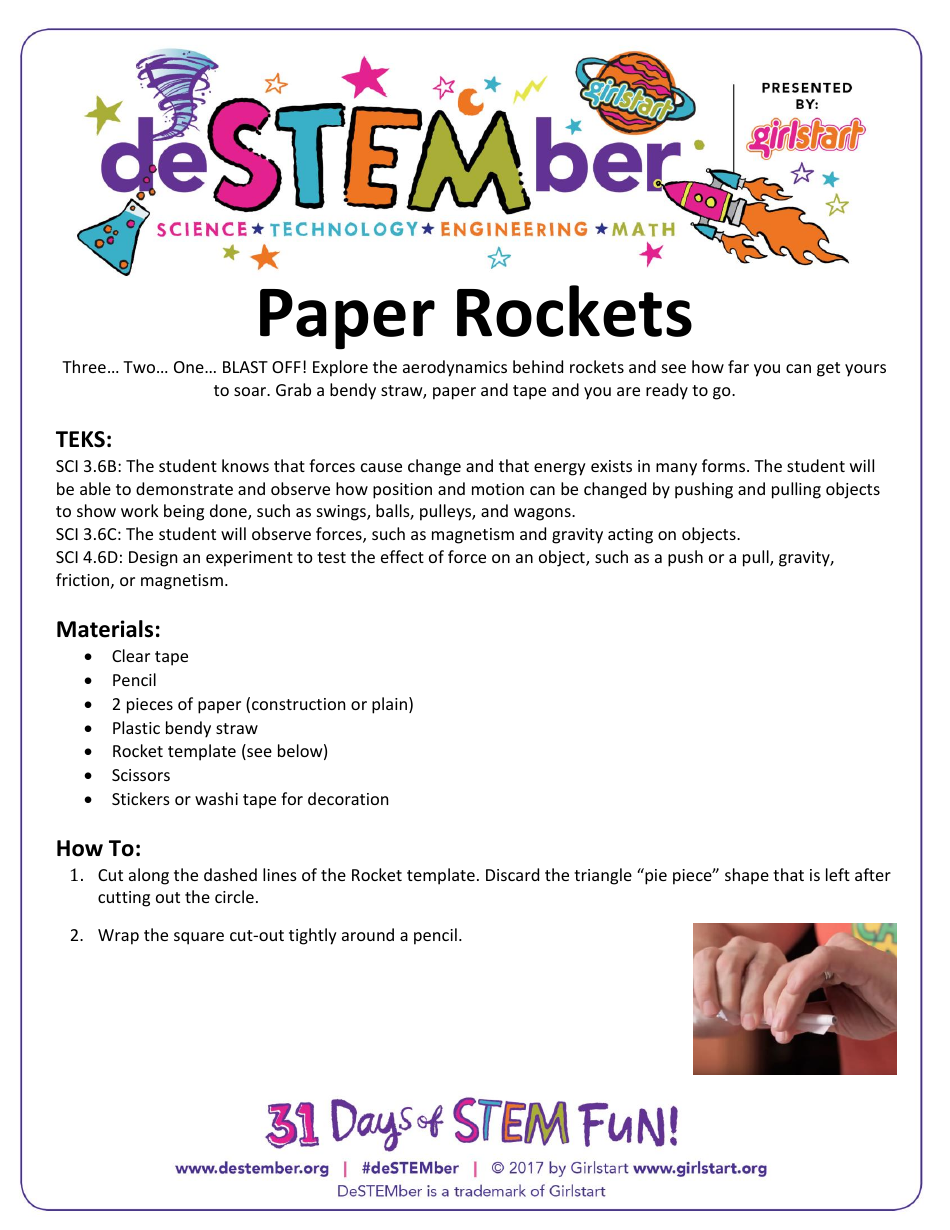 Paper Rocket Template - Girlstart Download Printable PDF | Templateroller