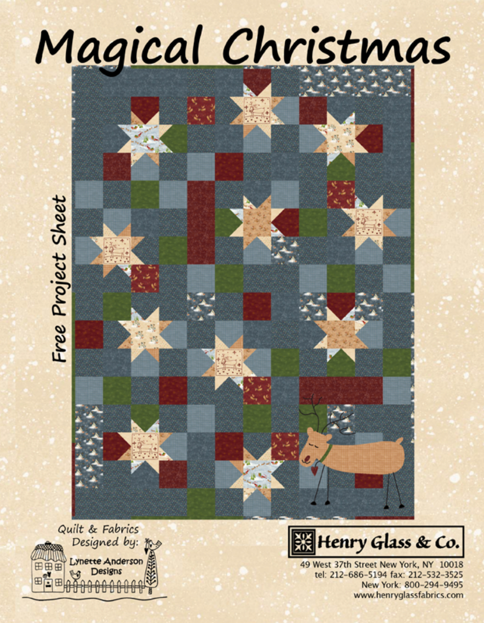 Magical Christmas Large Reindeer Embroidery Template - Lynette Anderson ...