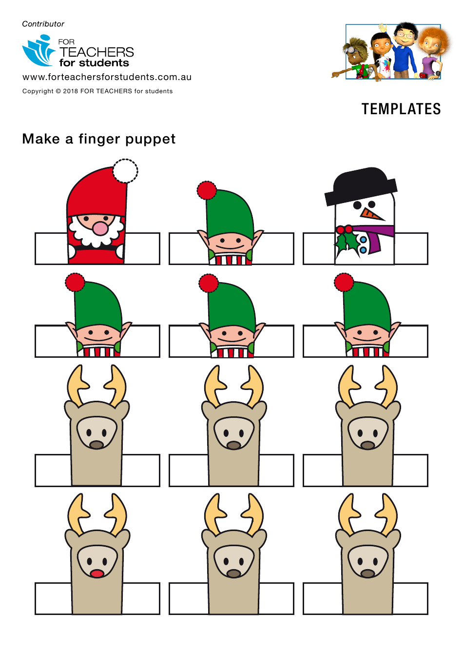 Christmas Finger Puppet Templates - for Teachers for Students Download ...