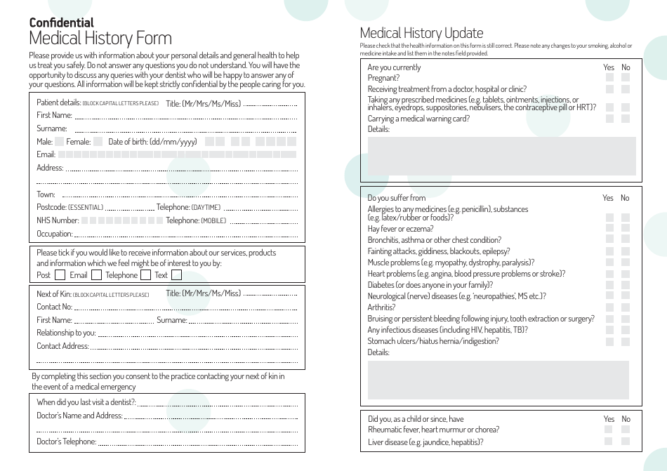Confidential Medical History Form - Fill Out, Sign Online and Download ...
