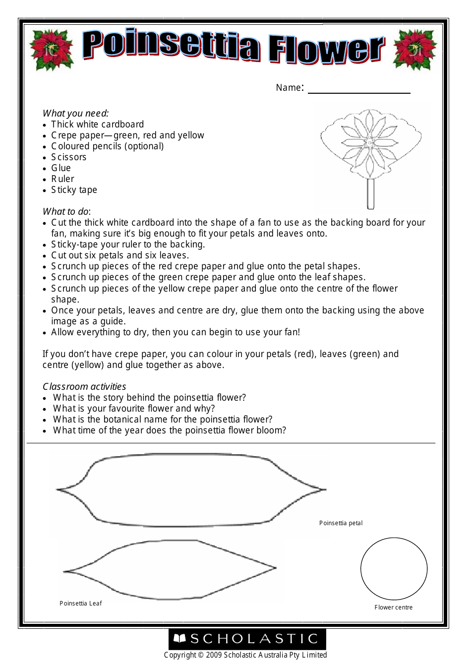 Poinsettia Flower Template - Scholastic Australia Pty Limited Download ...