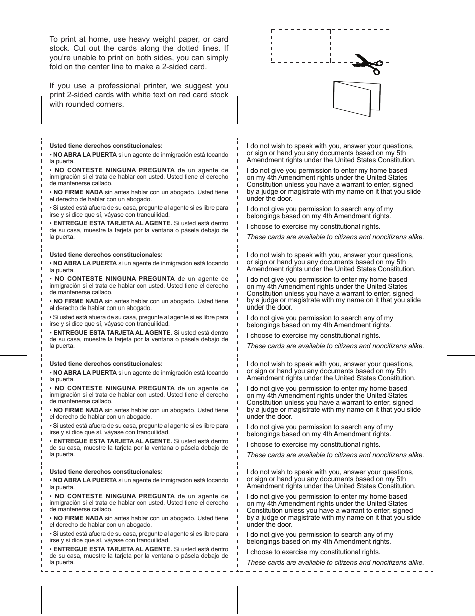 Fourth & Fifth Amendment Card Templates Download Printable PDF (English ...