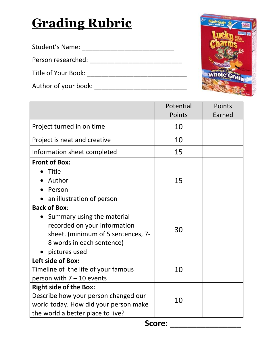 Black History Cereal Box Book Report - Fill Out, Sign Online and ...