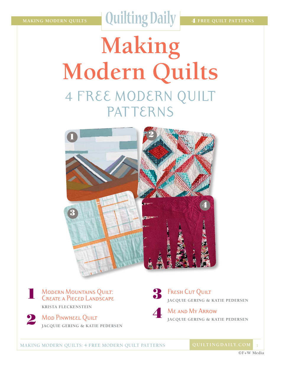 Modern Quilt Pattern Templates - F+w Media Download Printable PDF ...