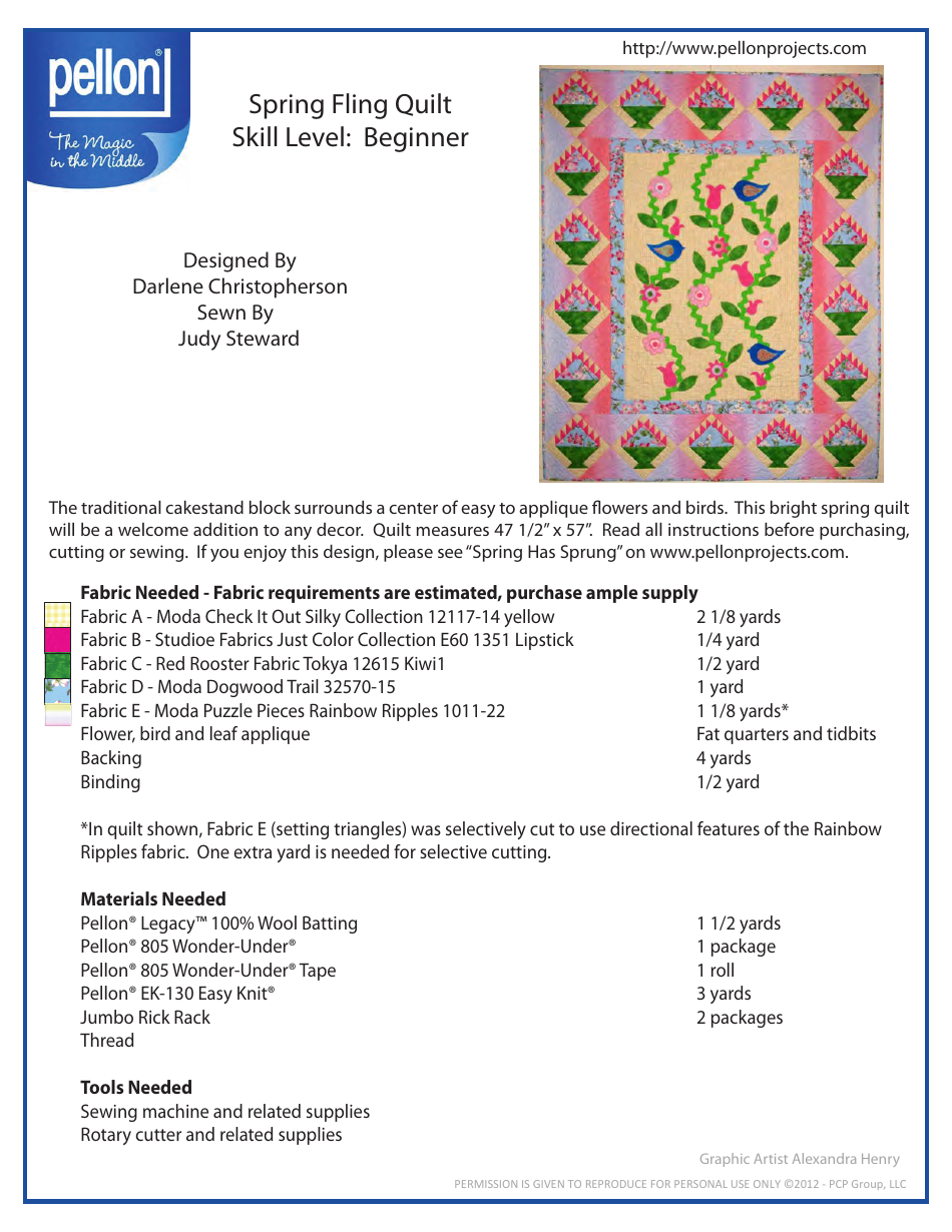 Spring Fling Quilt Pattern Templates - Pcp Group Download Printable PDF ...