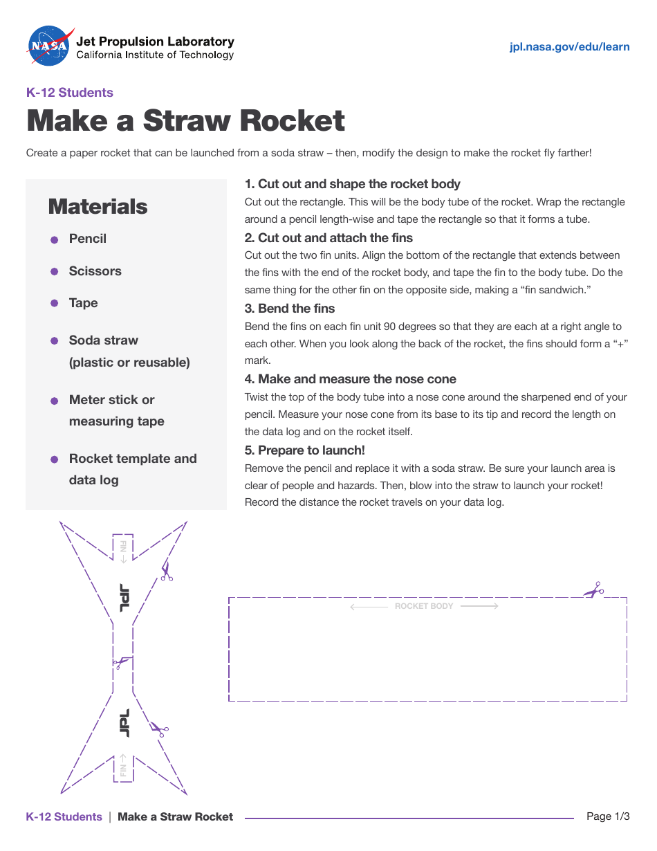 Straw Rocket Craft - Fill Out, Sign Online and Download PDF ...