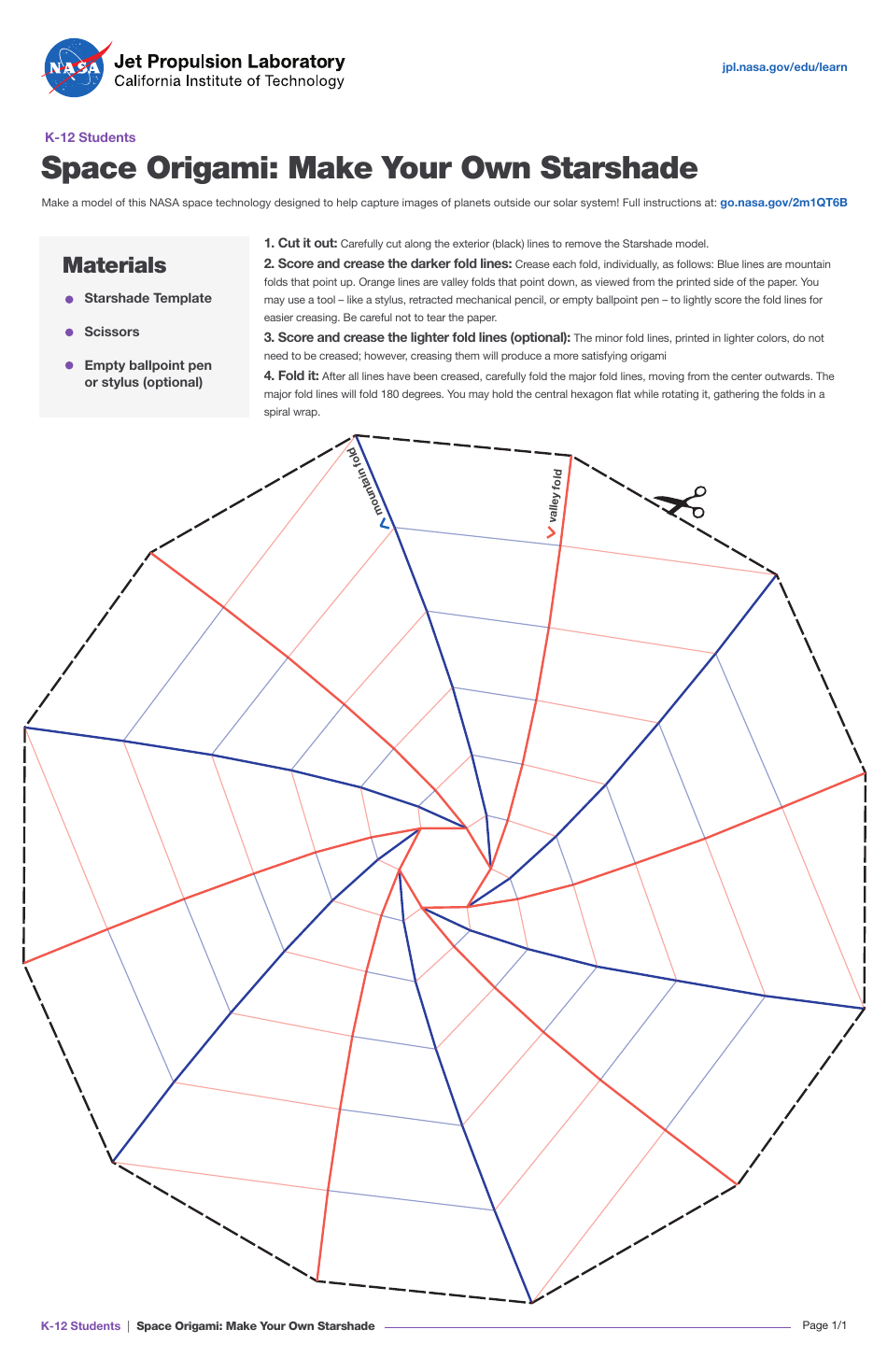 Origami NASA Starshade Template - Fill Out, Sign Online and Download ...