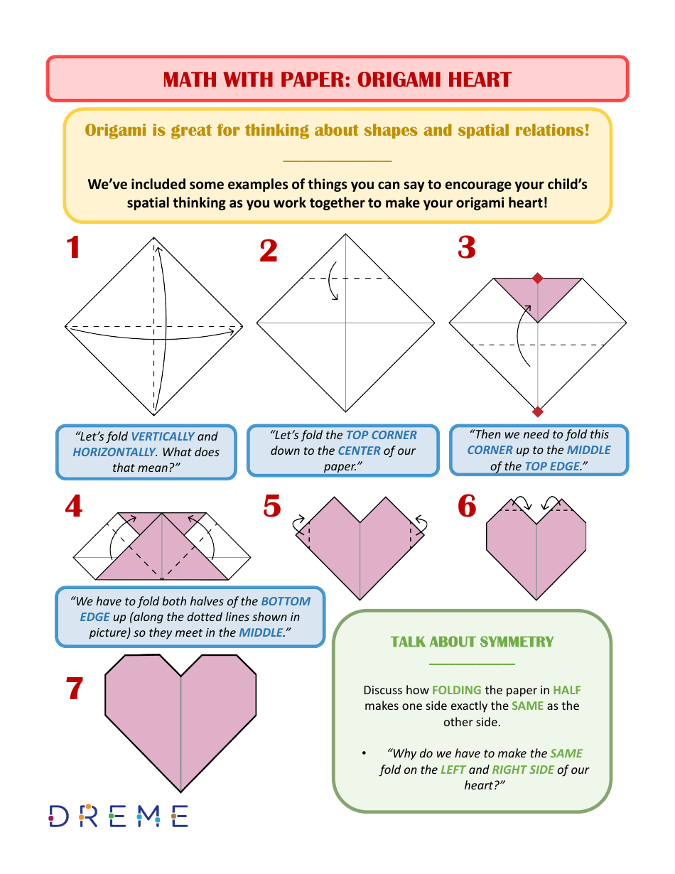 Origami Paper Heart Download Printable PDF | Templateroller