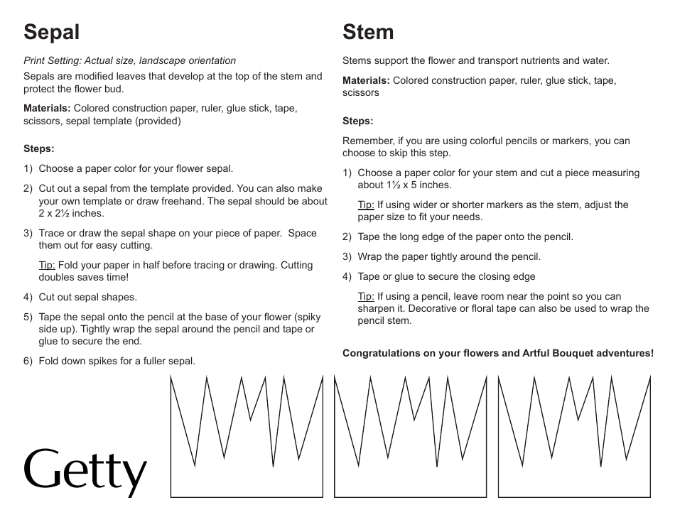 Paper Plant Sepal Templates Download Printable PDF | Templateroller