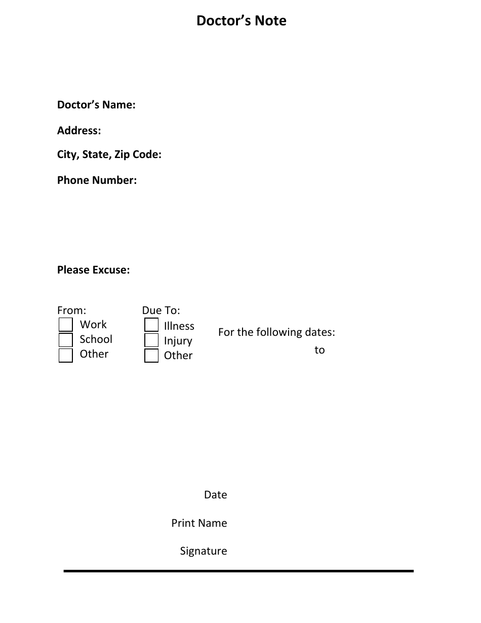 Doctor's Note - Large - Fill Out, Sign Online and Download PDF ...