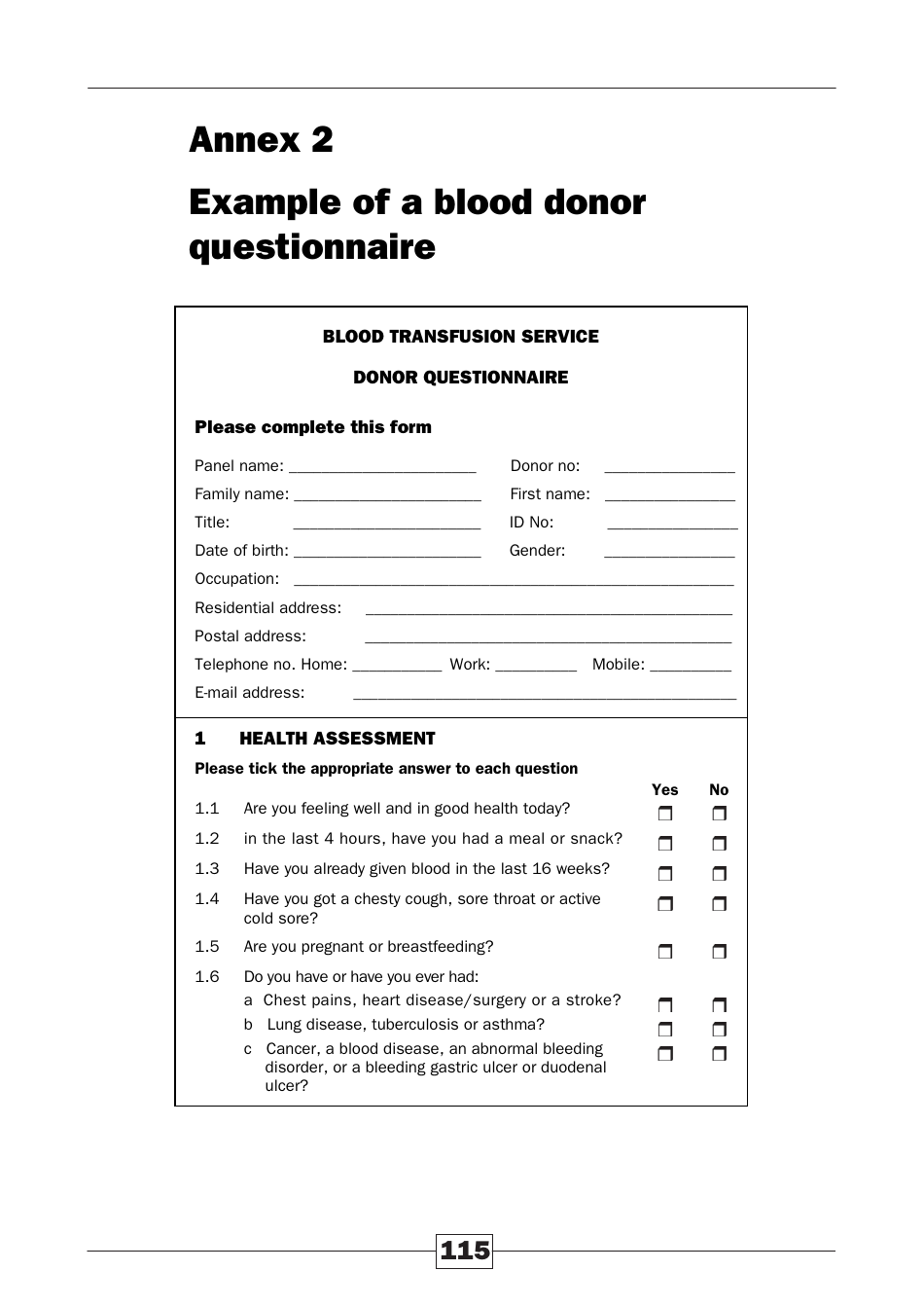 Blood Transfusion Service Donor Questionnaire - Fill Out, Sign Online ...