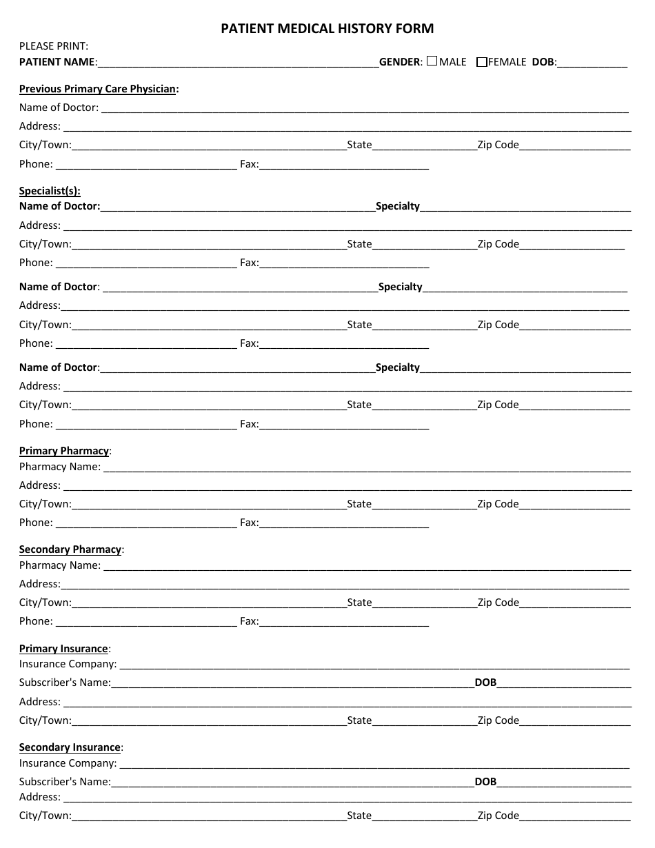 Patient Medical History Form - Lines - Fill Out, Sign Online and ...