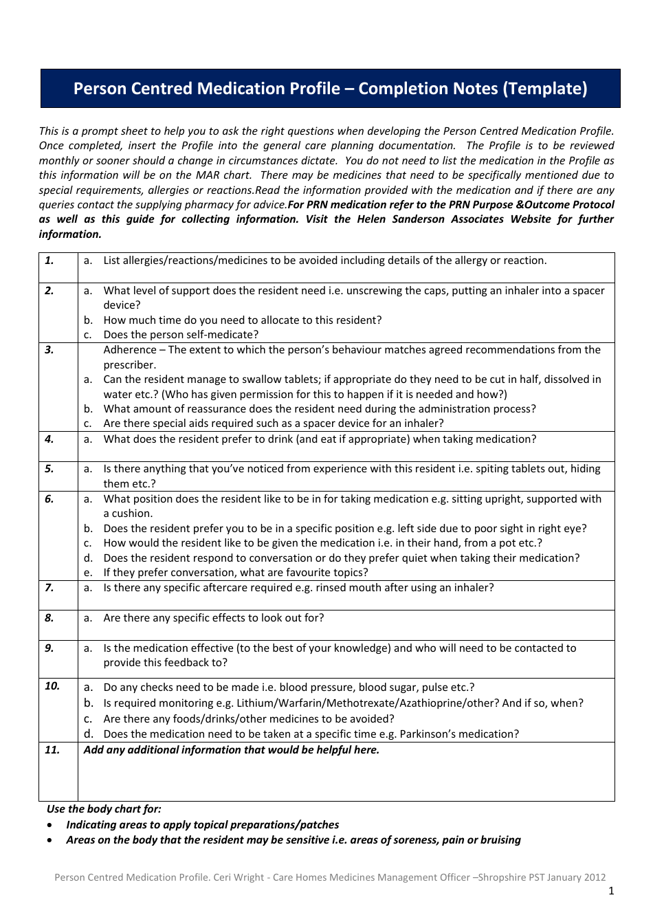 Person Centred Medication Profile Template - Ceri Wright Download ...