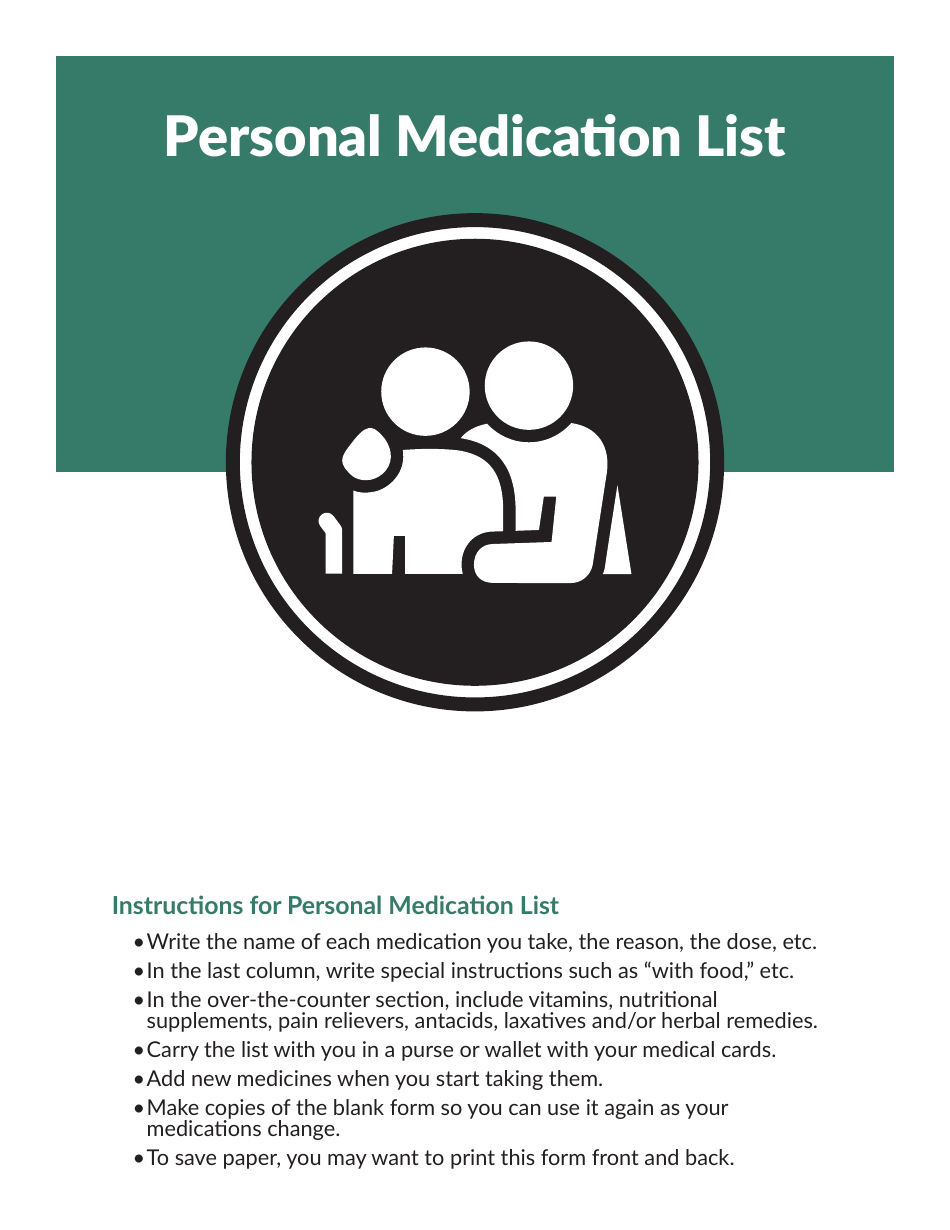 Personal Medication List Download Printable PDF | Templateroller