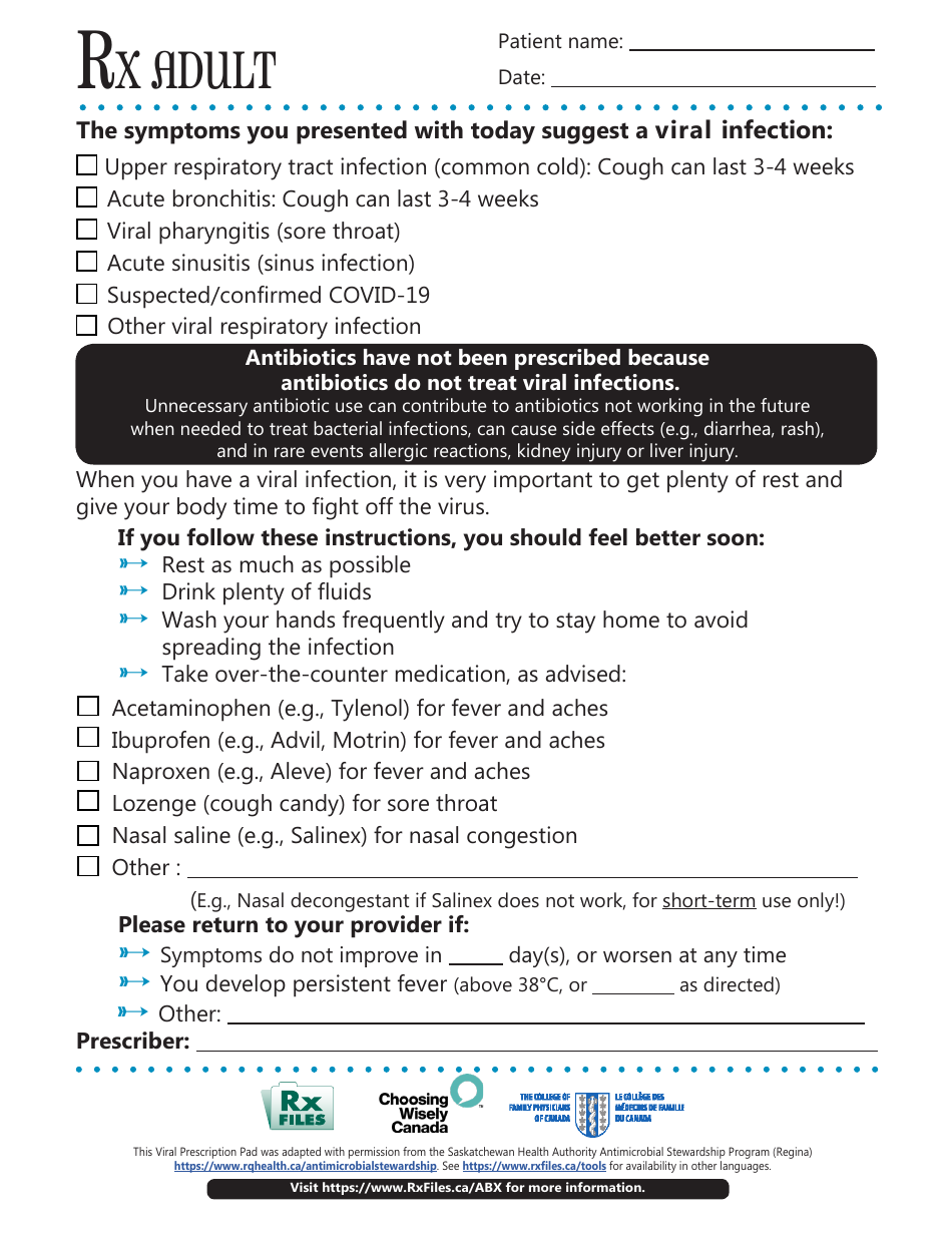Viral Infection Patient Checklist Download Printable PDF | Templateroller