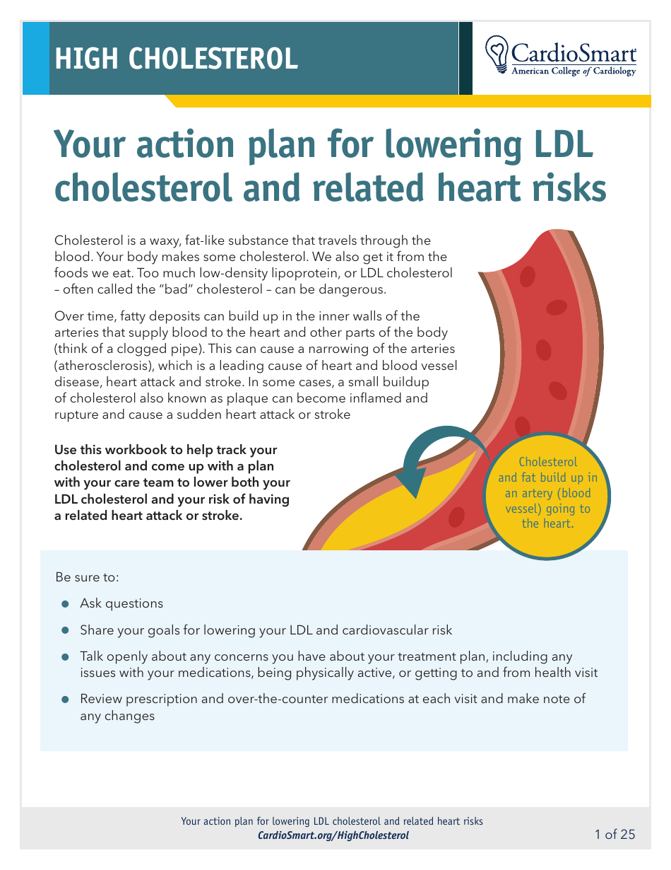 Action Plan for Lowering Ldl Cholesterol and Heart Risks - Cardiosmart Download Printable PDF ...