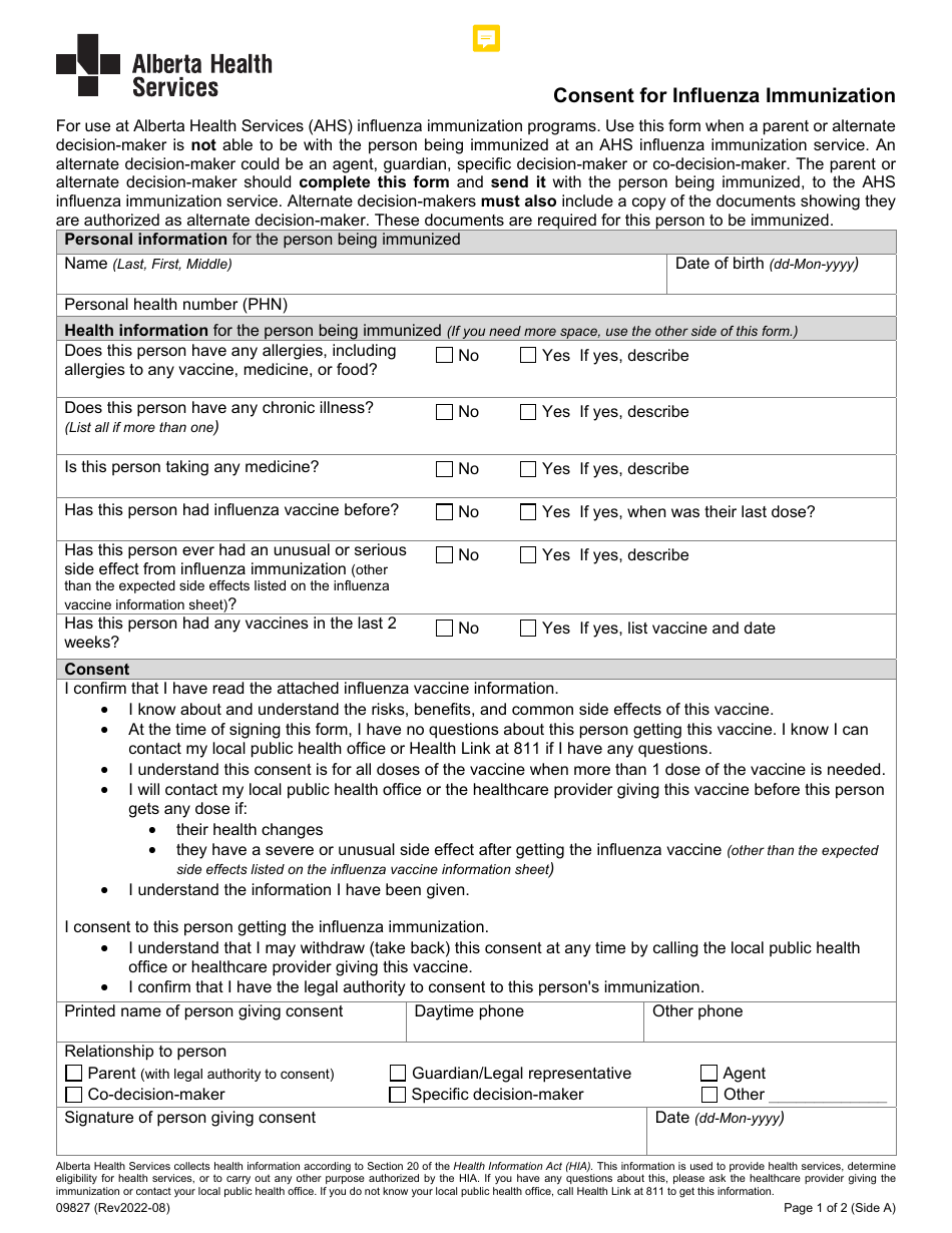 Form 09827 - Fill Out, Sign Online and Download Printable PDF, Alberta ...