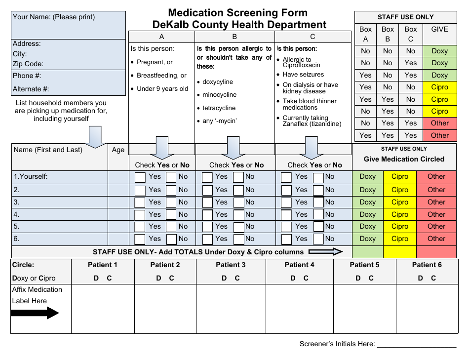 DeKalb County, Illinois Medication Screening Form - Fill Out, Sign ...