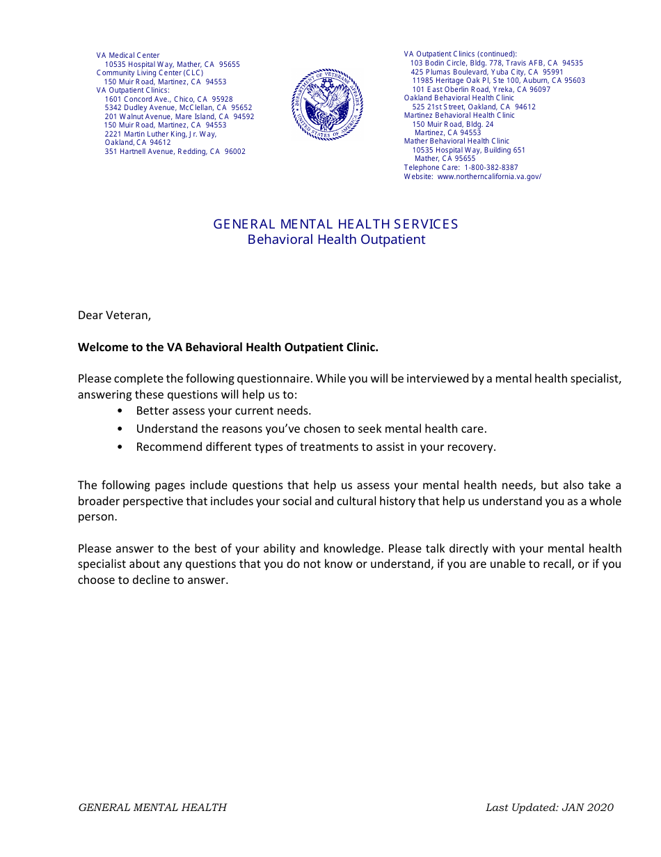 General Mental Health Intake - Fill Out, Sign Online and Download PDF ...