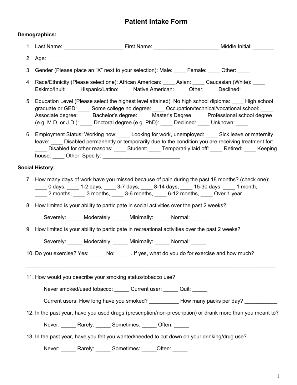 Patient Intake Form - Thirty Points - Fill Out, Sign Online and ...