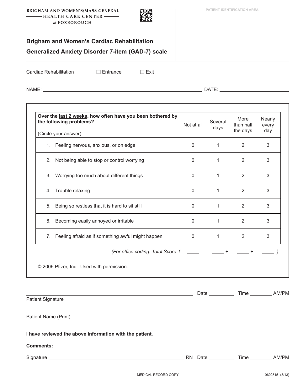 Cardiac Rehabilitation Patient Health Questionnaire Phq 9 Brigham