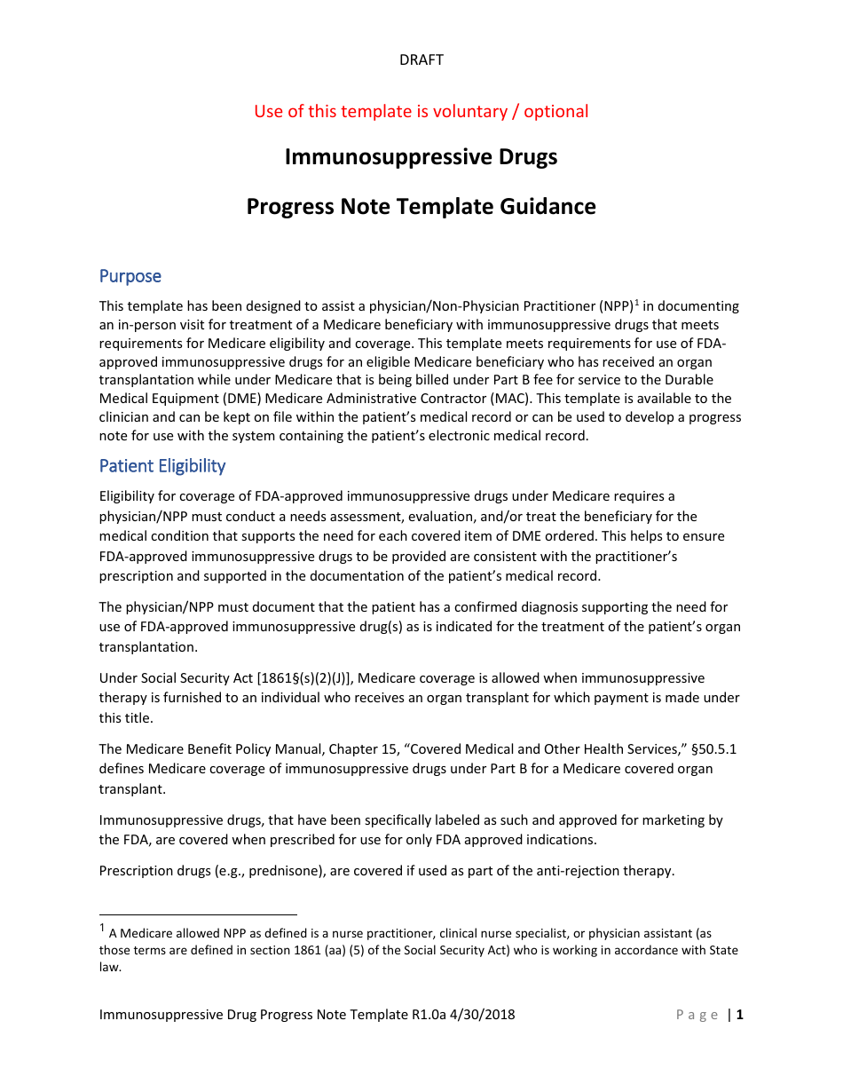 Immunosuppressive Drugs Progress Note Template - Fill Out, Sign Online ...