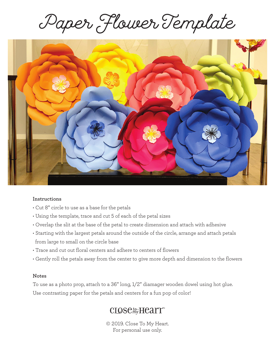 Paper Flower Templates - Close to My Heart Download Printable PDF ...
