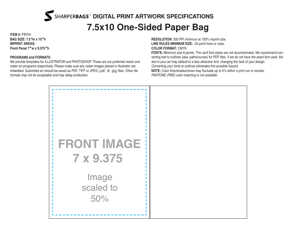 7.5x10 One-Sided Paper Bag Download Printable PDF | Templateroller